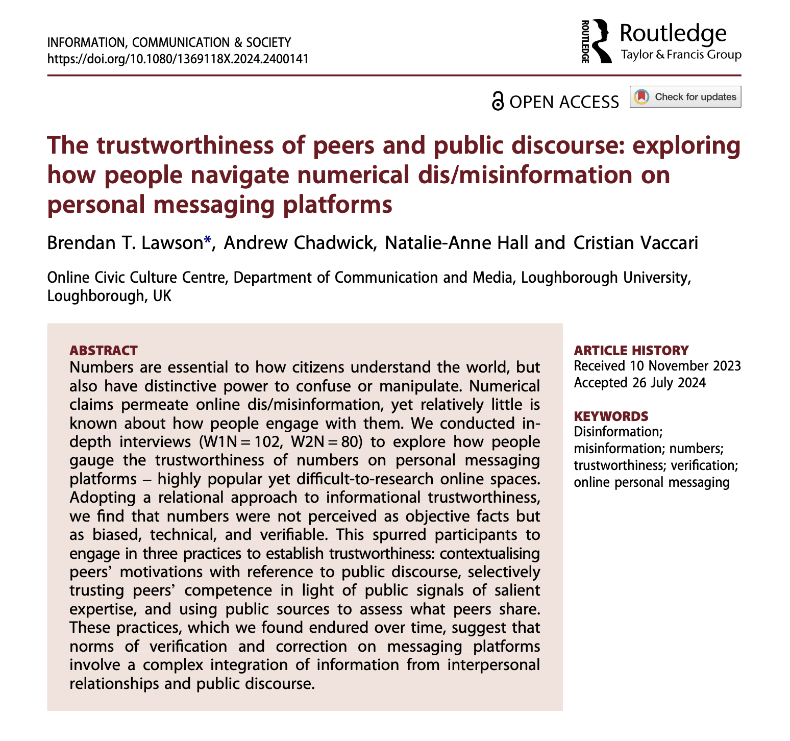 New article: The trustworthiness of peers and public discourse ...